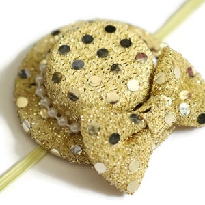 Gold Mini Hat Headband Sparkly Mini Hat Clip With Bow - Etsy