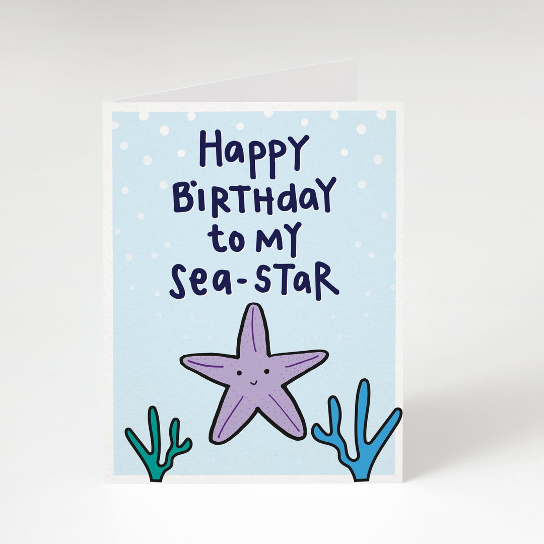 Funny Starfish Birthday Card: Sea-star Pun Greeting Card - Etsy