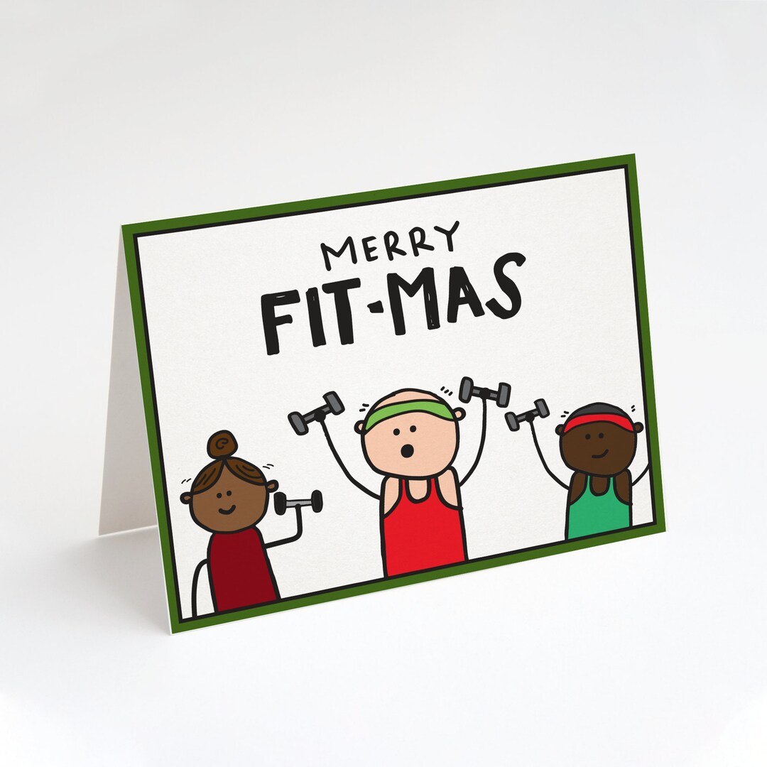SUPER SALE Merry Fit-mas, Greeting Card. Funny Holiday Card. Funny ...