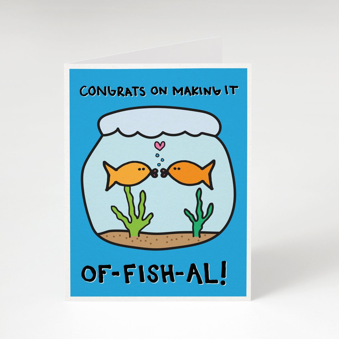 Congrats on Making It Of-fish-al! Greeting Card. Cute Wedding Card ...