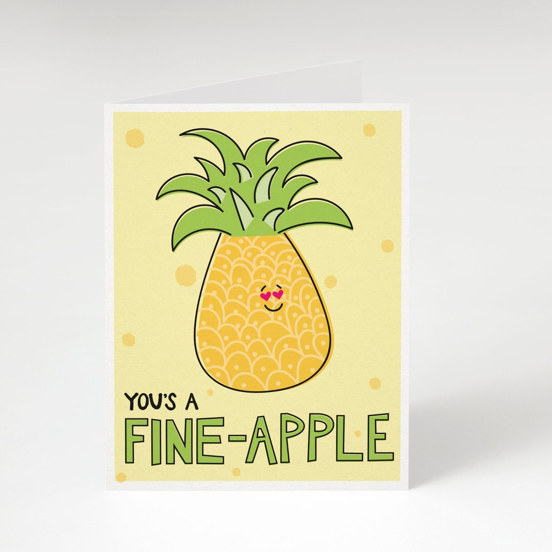 SUPER SALE You's a Fine-apple, Greeting Card. Funny Valentine's Day ...
