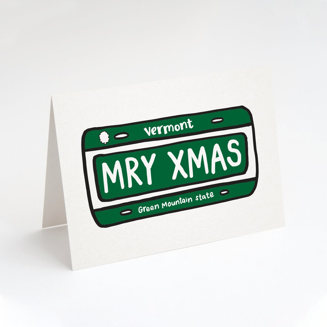 Vermont Christmas Card: License Plate Holiday Greeting - Etsy
