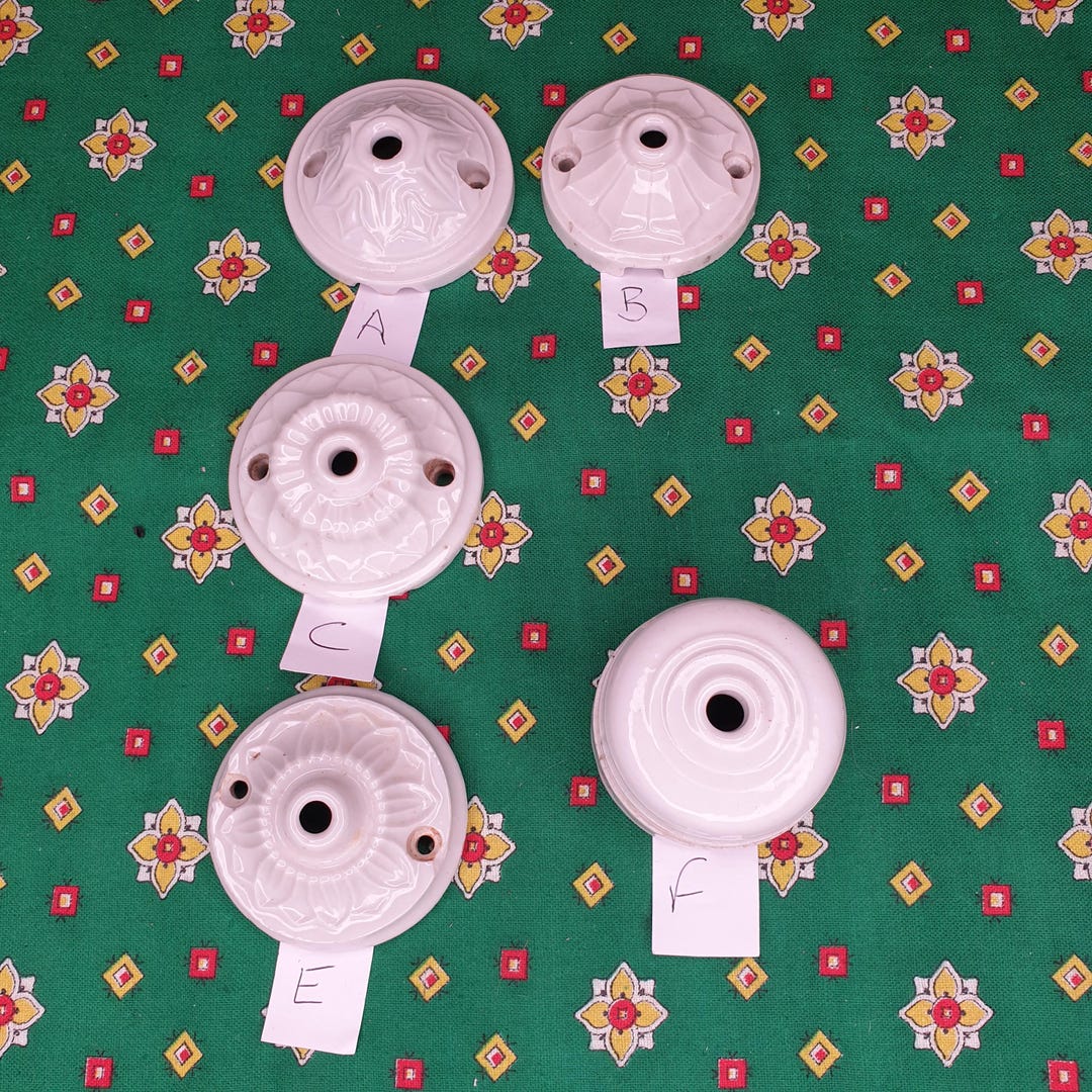 Vintage French Porcelain Ceiling Rose: Flower Pattern Lighting Canopy ...