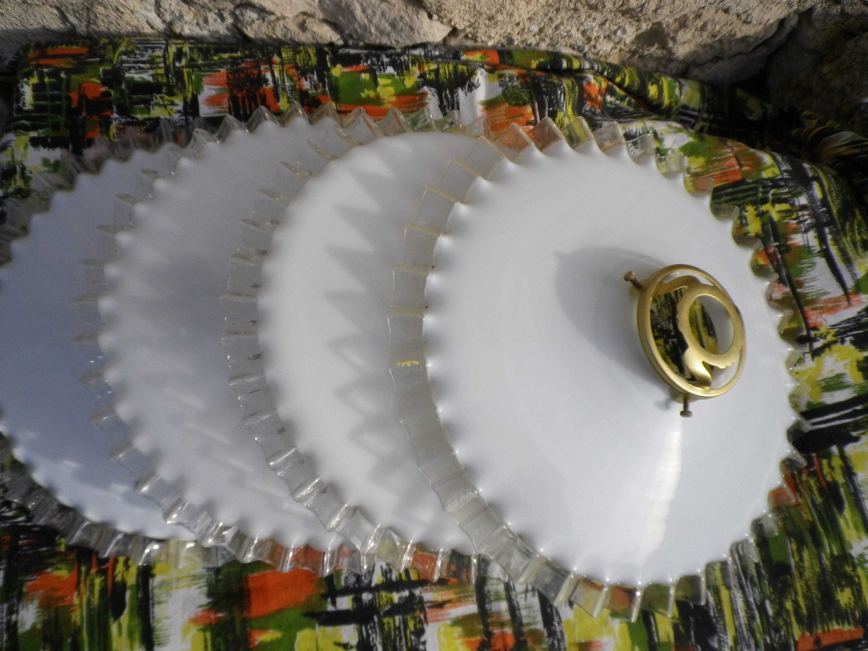 Vintage French Opaline Light Shade: White Milk Glass Coolie Shade ...
