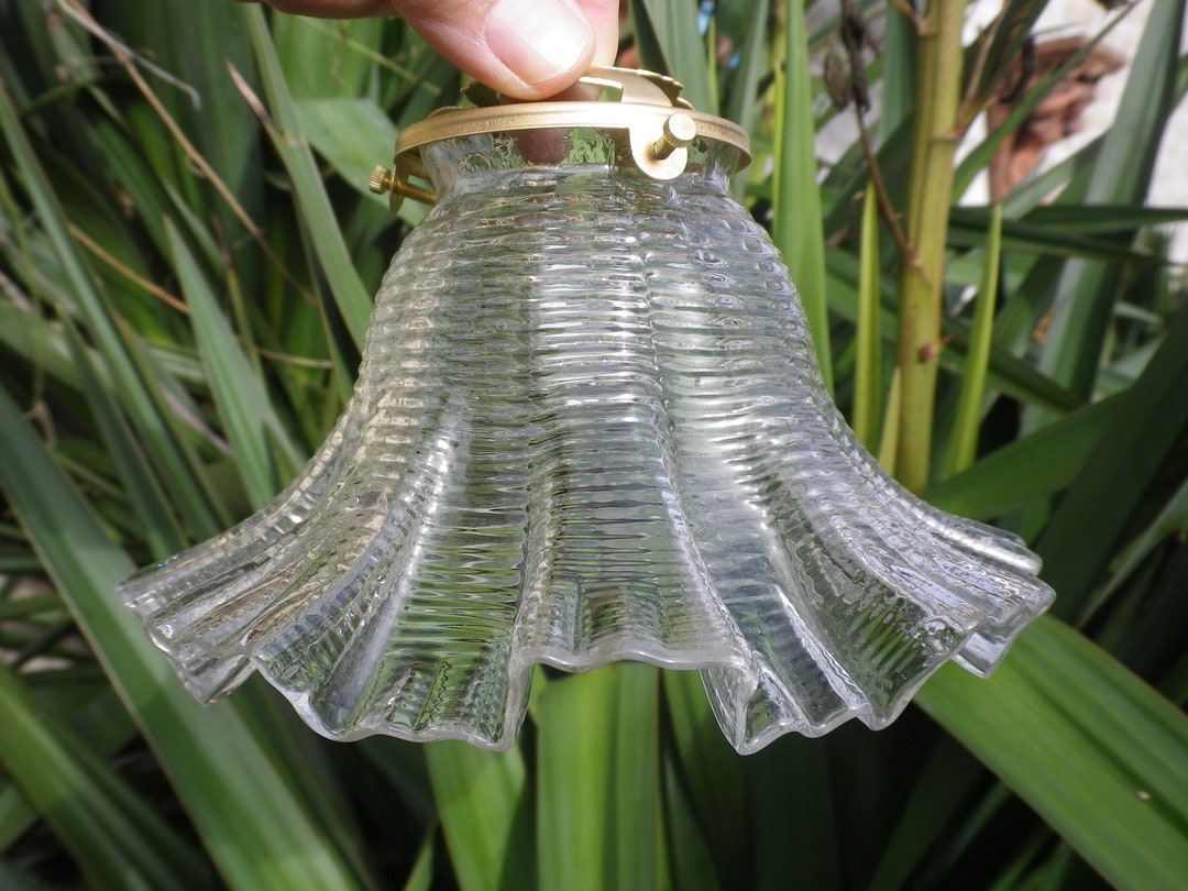 French Vintage Tulip Lightshade, Bell Lamp Shade, Crystal Style Clear ...