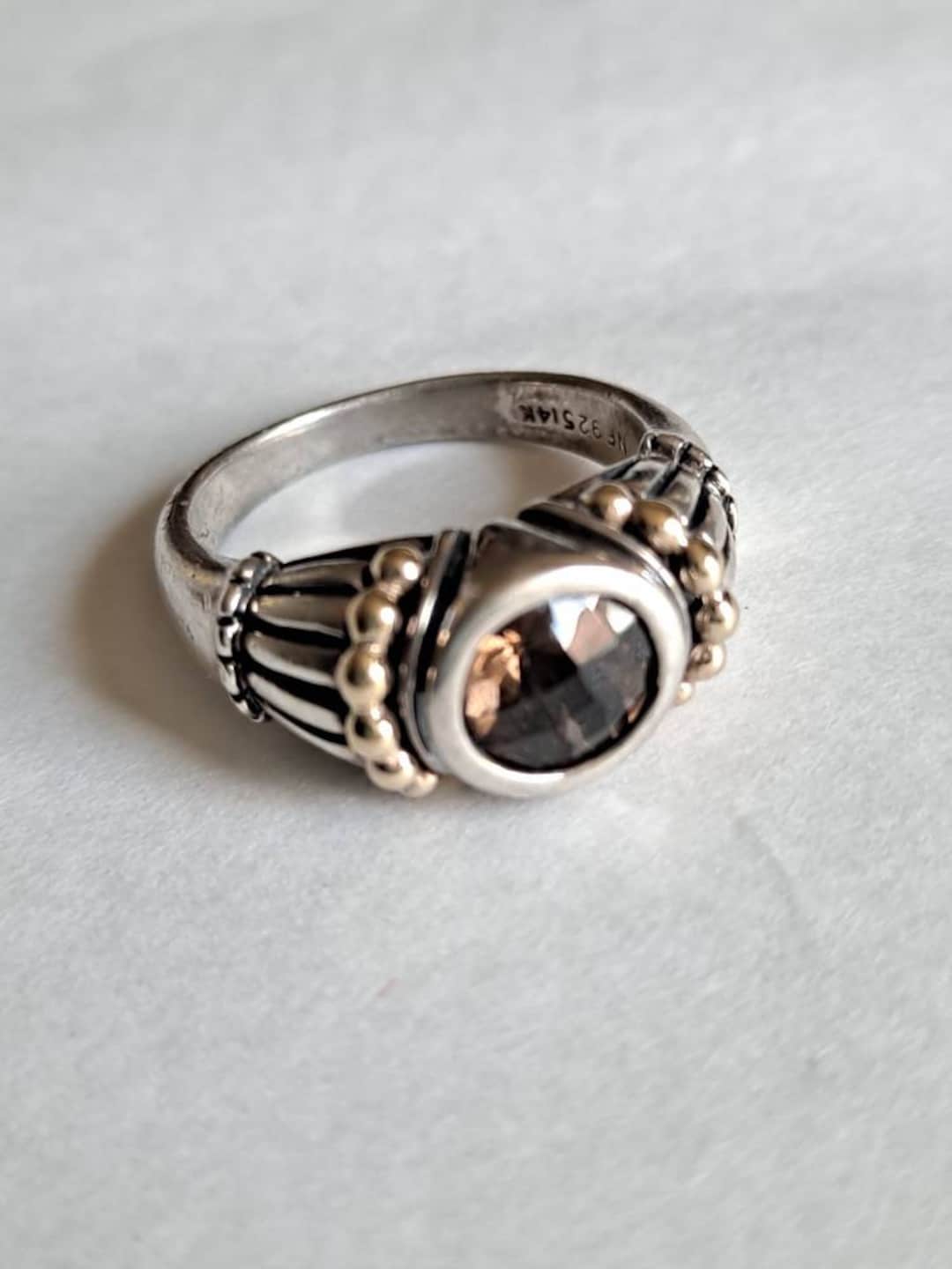 Sterling 14K Silver Signed NF Quartz Gemstone Ring - Etsy
