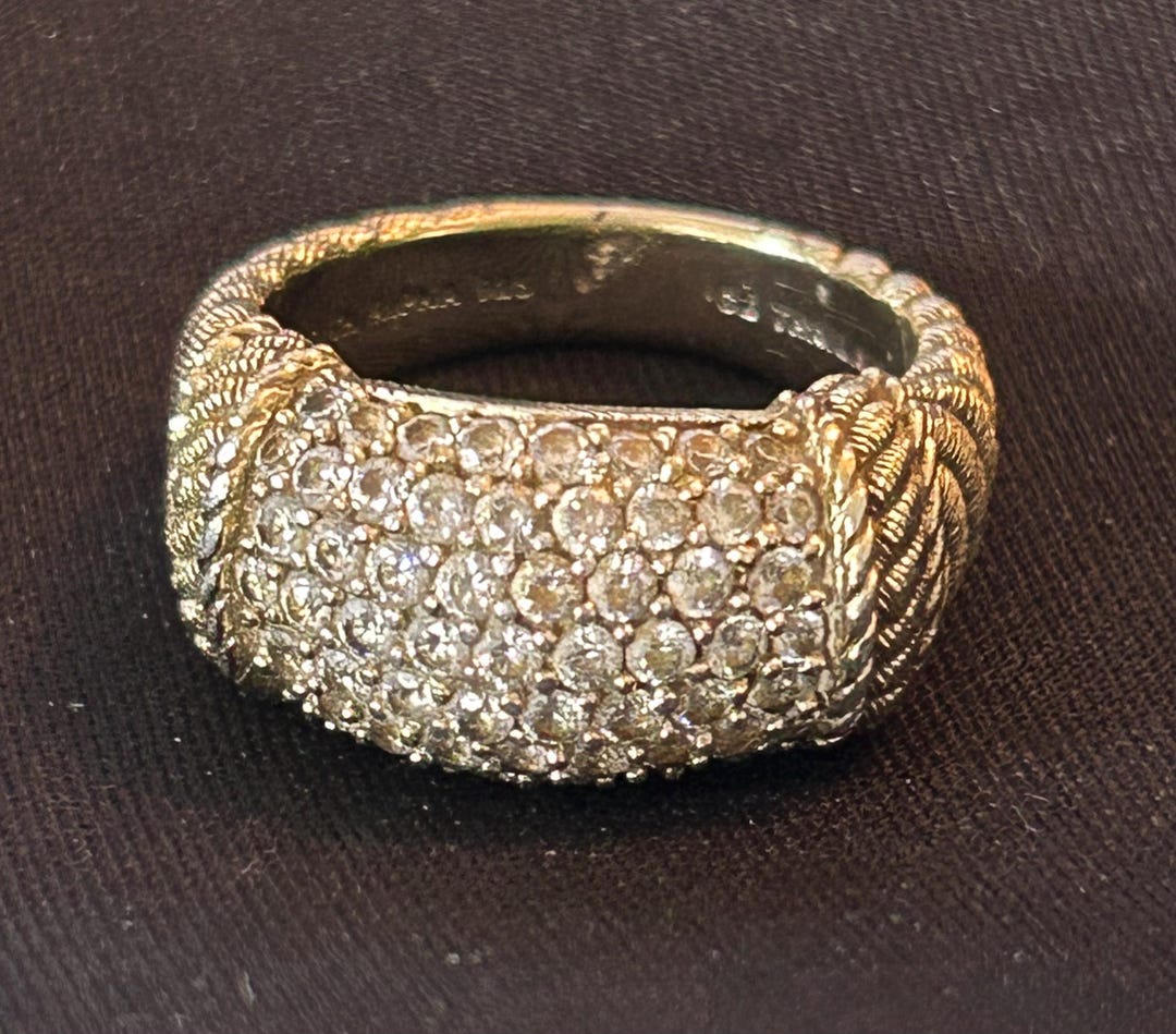 Judith RIPKA Sparkling Sterling SILVER Pave CZ Encrusted Cocktail Ring ...