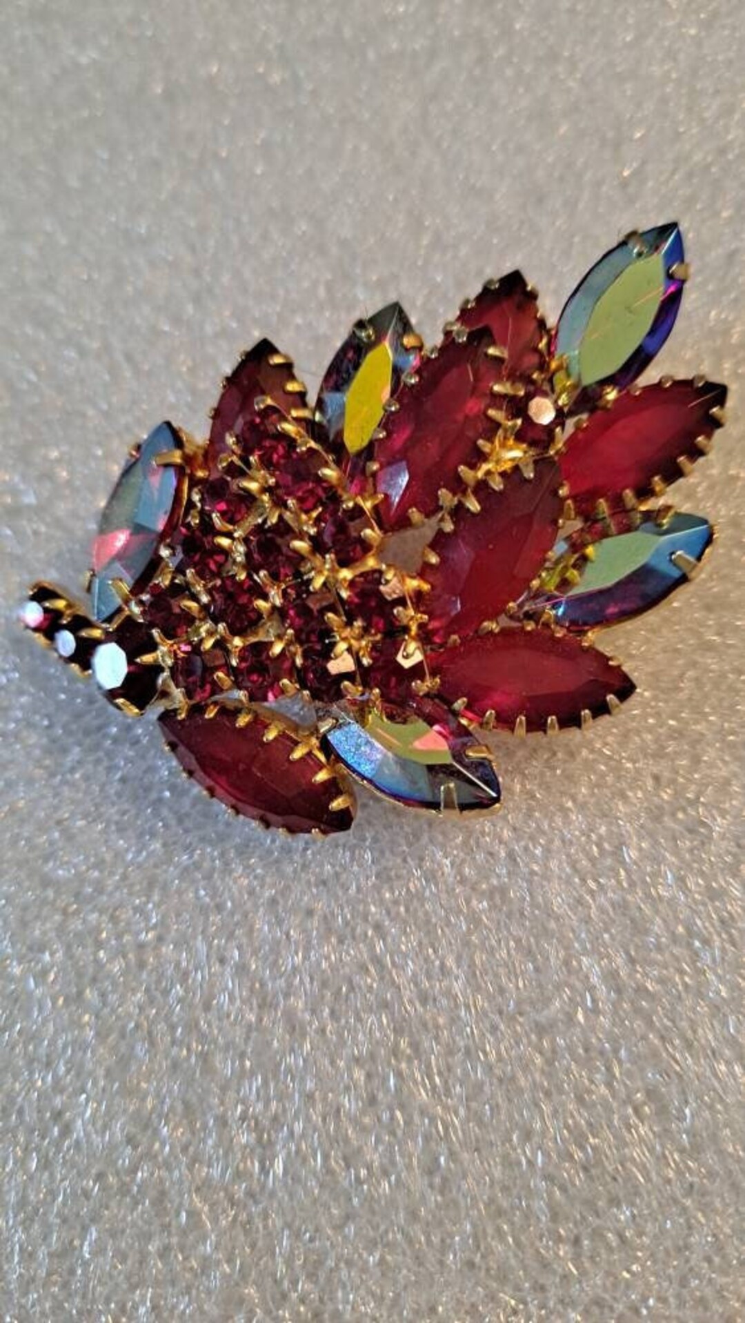 JULIANA D and E Delizza Elster Ruby Red Aurora Borealis Rhinestone ...