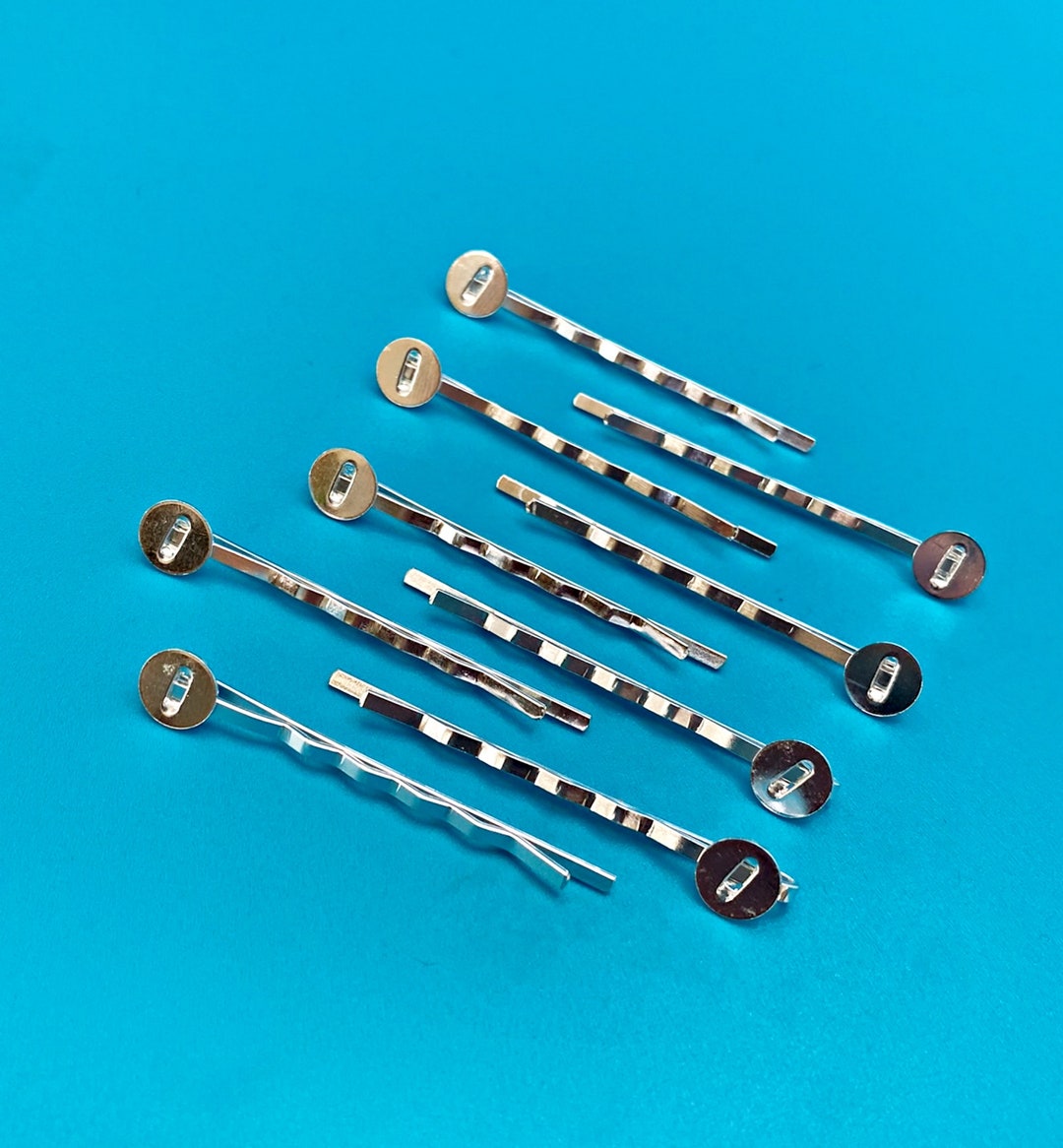 DIY Bobby Pin With 8mm Glue Pad, Polished Silver Finish, DIY Hair ...