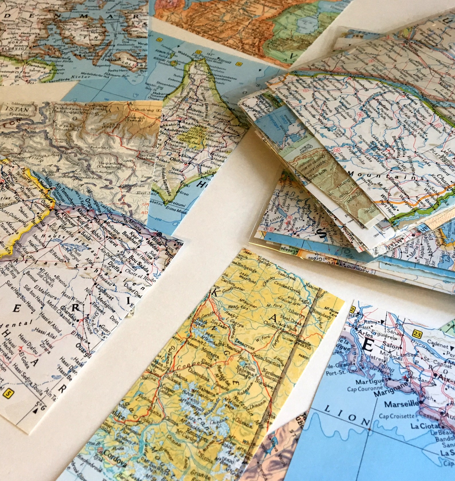 Vintage Map Scrap Pieces. DIY Card Making Scrapbook Map - Etsy