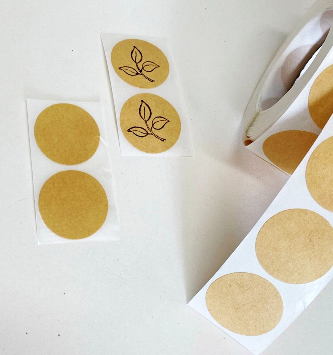 Kraft Sticker, 1 Inch Round, Blank Small Sticker for Envelopes, Thank ...