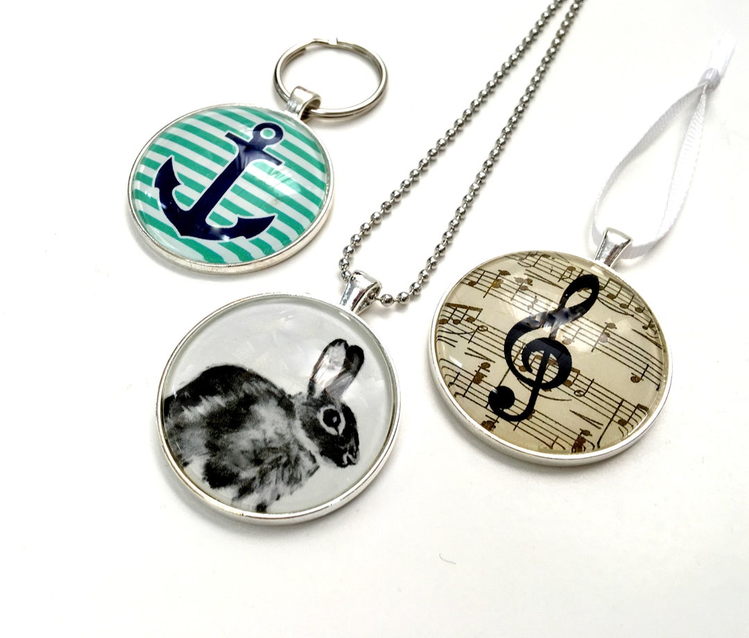 DIY Kit, Keychain, 1.5" 38mm Glass Cabochon, Extra Large Keychain, Key ...