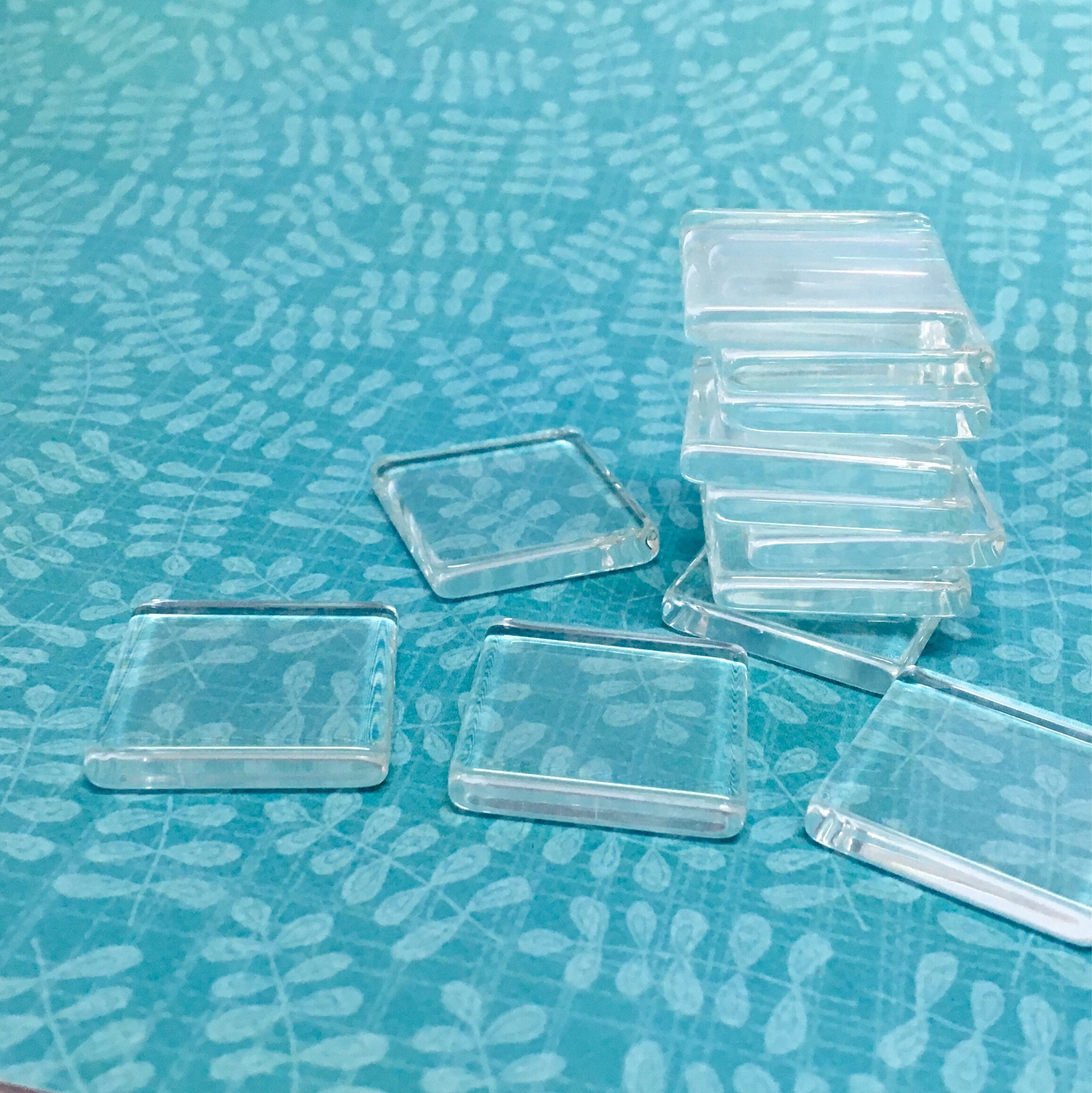 QTY 25 Clear Glass Square Tiles, 25 Mm 1 Inch, DIY Photo Jewelry, Photo ...