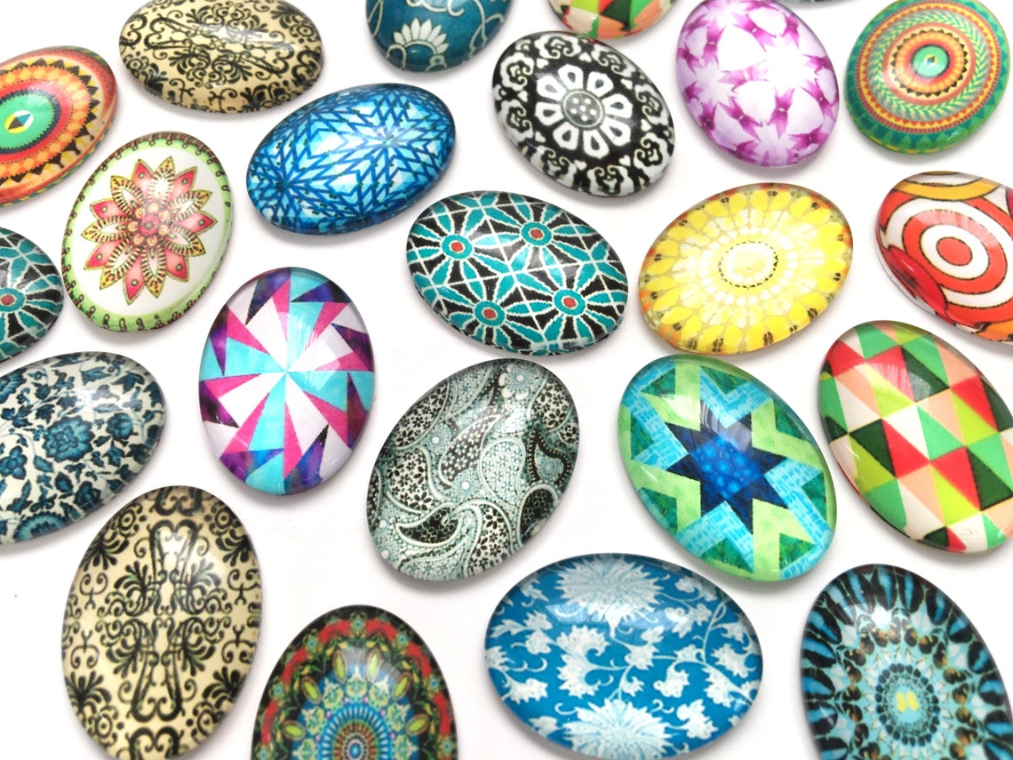 Oval Cabochon, Ready to Use, Patterned Cabochon, DIY Pendants, Magnet ...