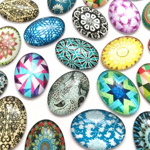 Oval Cabochon, Ready to Use, Patterned Cabochon, DIY Pendants, Magnet ...