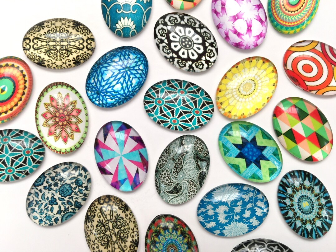 Oval Cabochon, Ready to Use, Patterned Cabochon, DIY Pendants, Magnet ...
