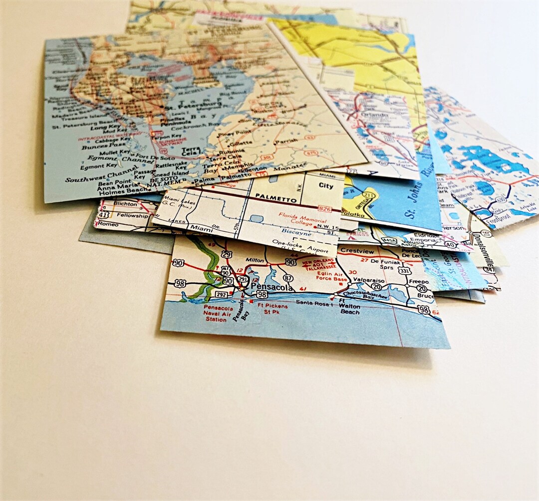 Florida Vintage Map Scrap Pieces. Florida DIY Card Making, FL Scrapbook ...