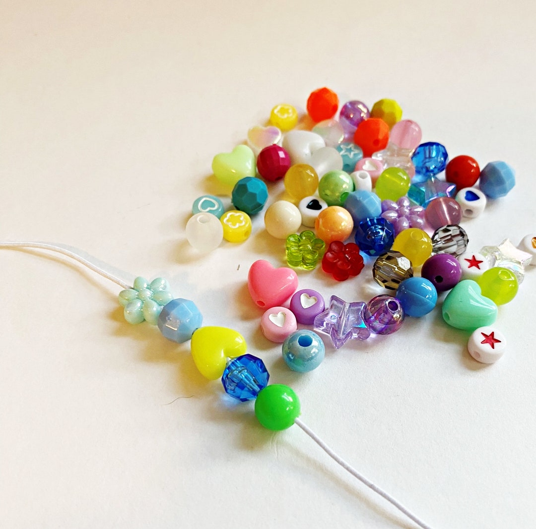 Mixed Acrylic Bead Lot, Assorted Beads, 8mm Round, Heart Shape, Star ...