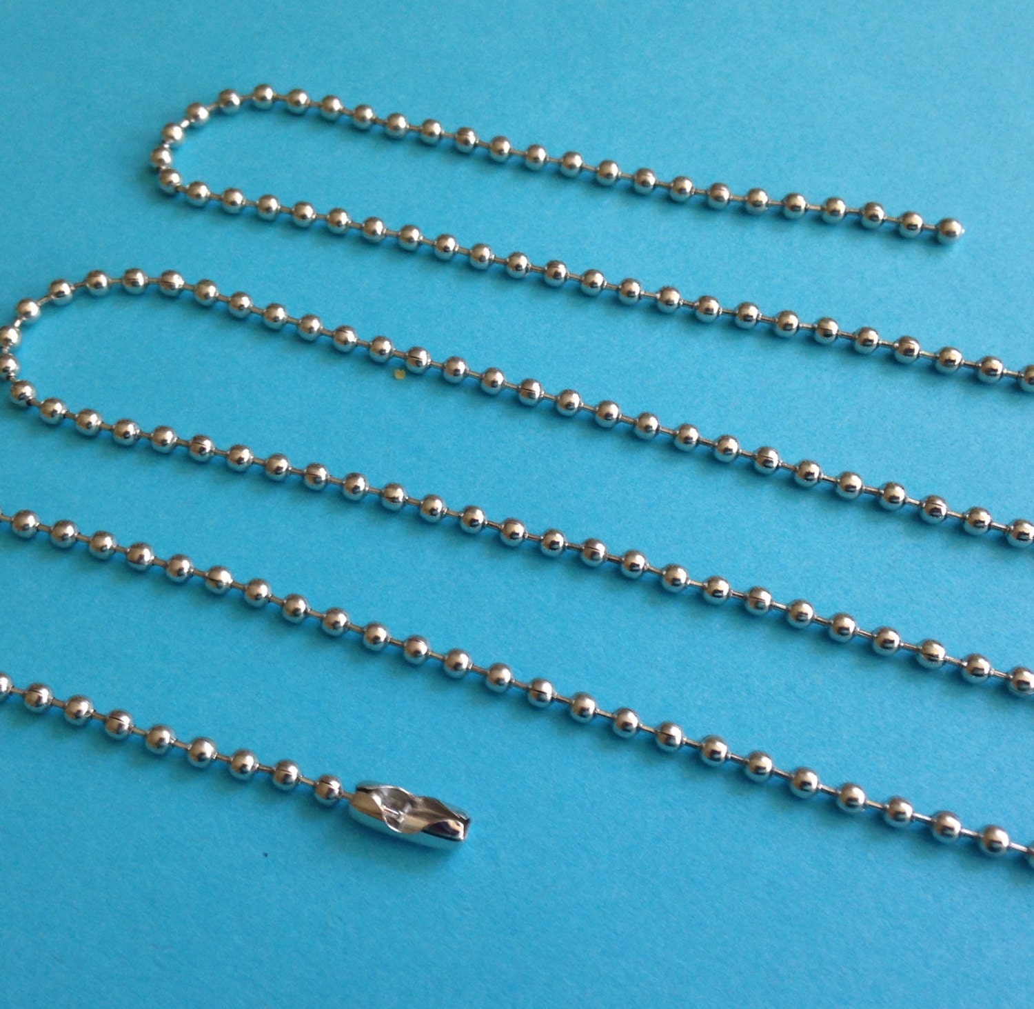 24 Nickel Plated Ball chain with connector 2.4 mm | Etsy