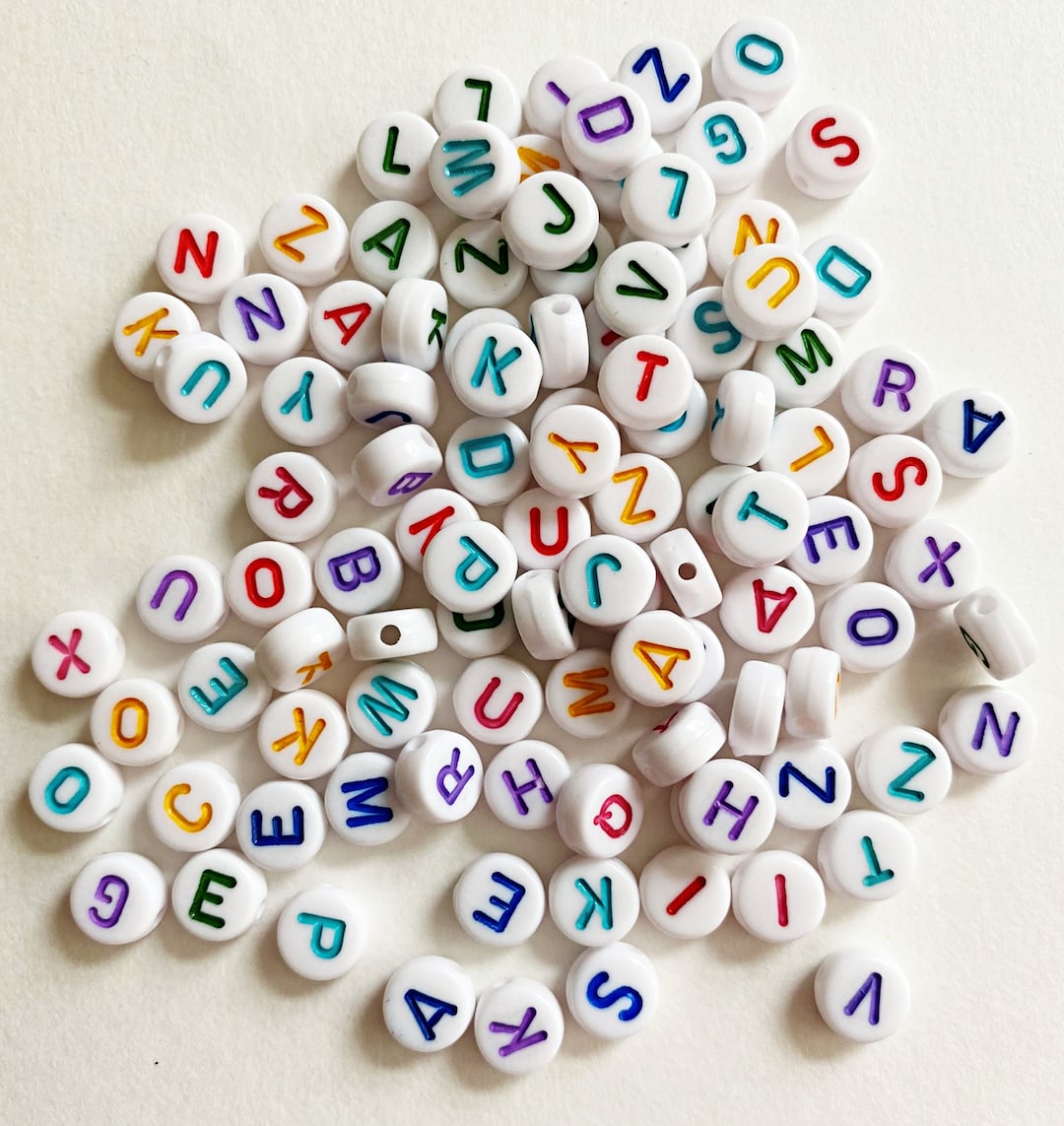 Alphabet Beads, Flat Round Letter Bead, Opaque Flat Bead, DIY ...