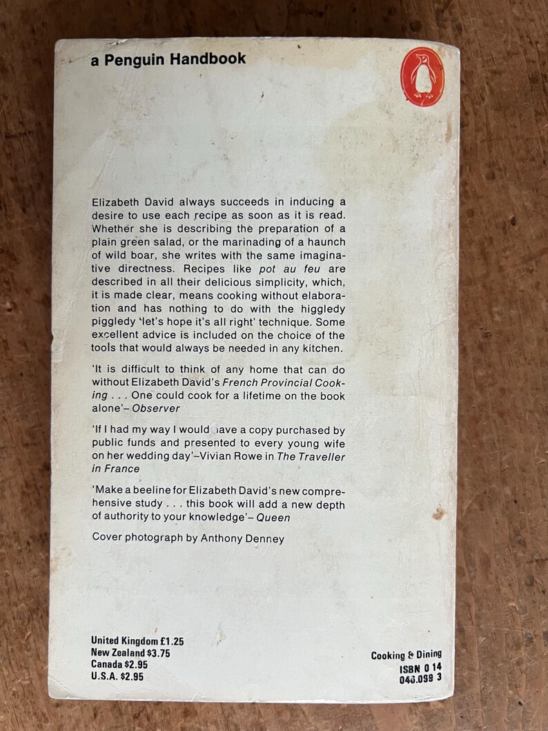 French Provincial Cooking by Elizabeth David - Published 1976 - Etsy