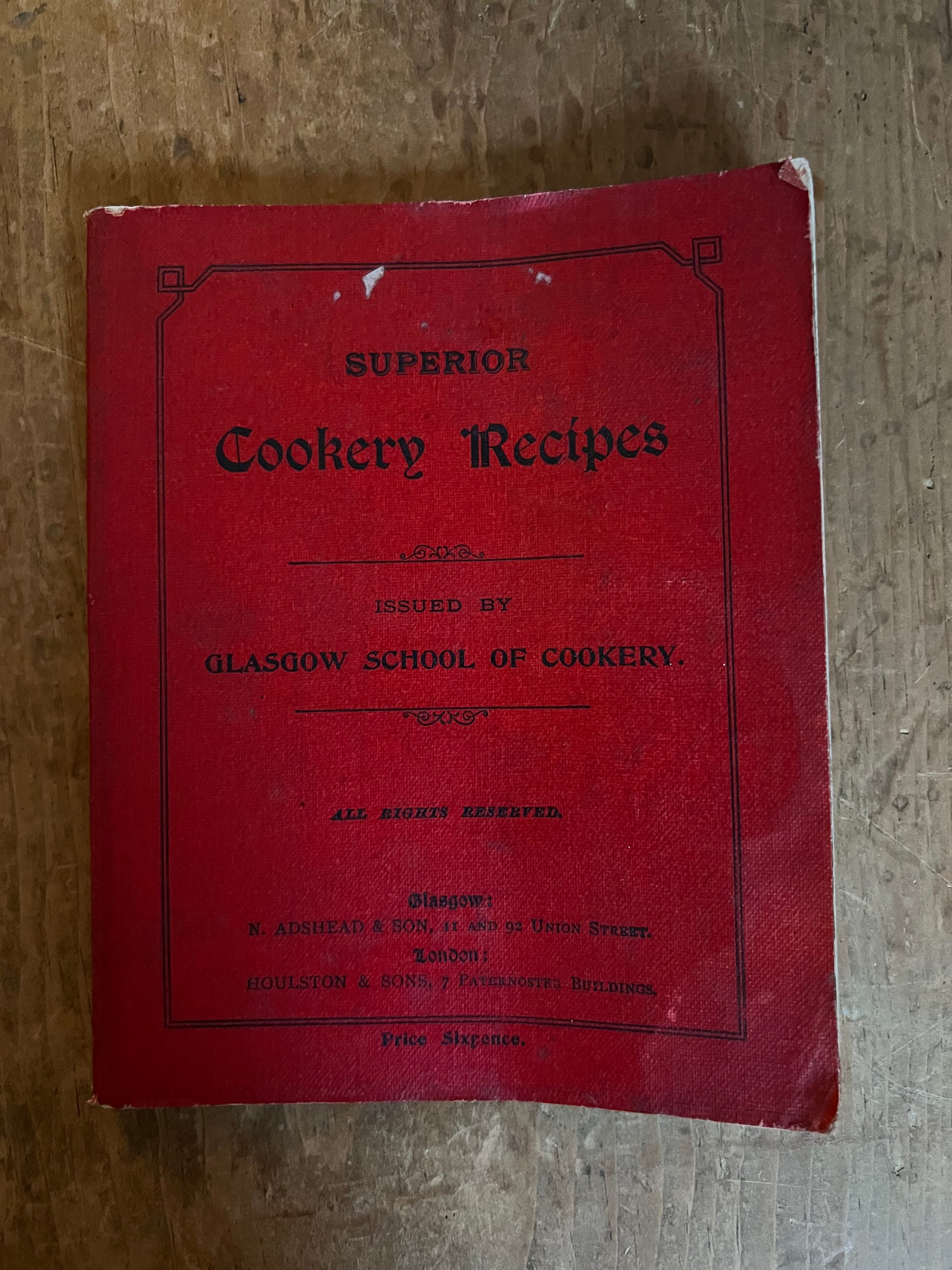 Superior Cookery Recipes Issued by Glasgow School of Cookery - Etsy