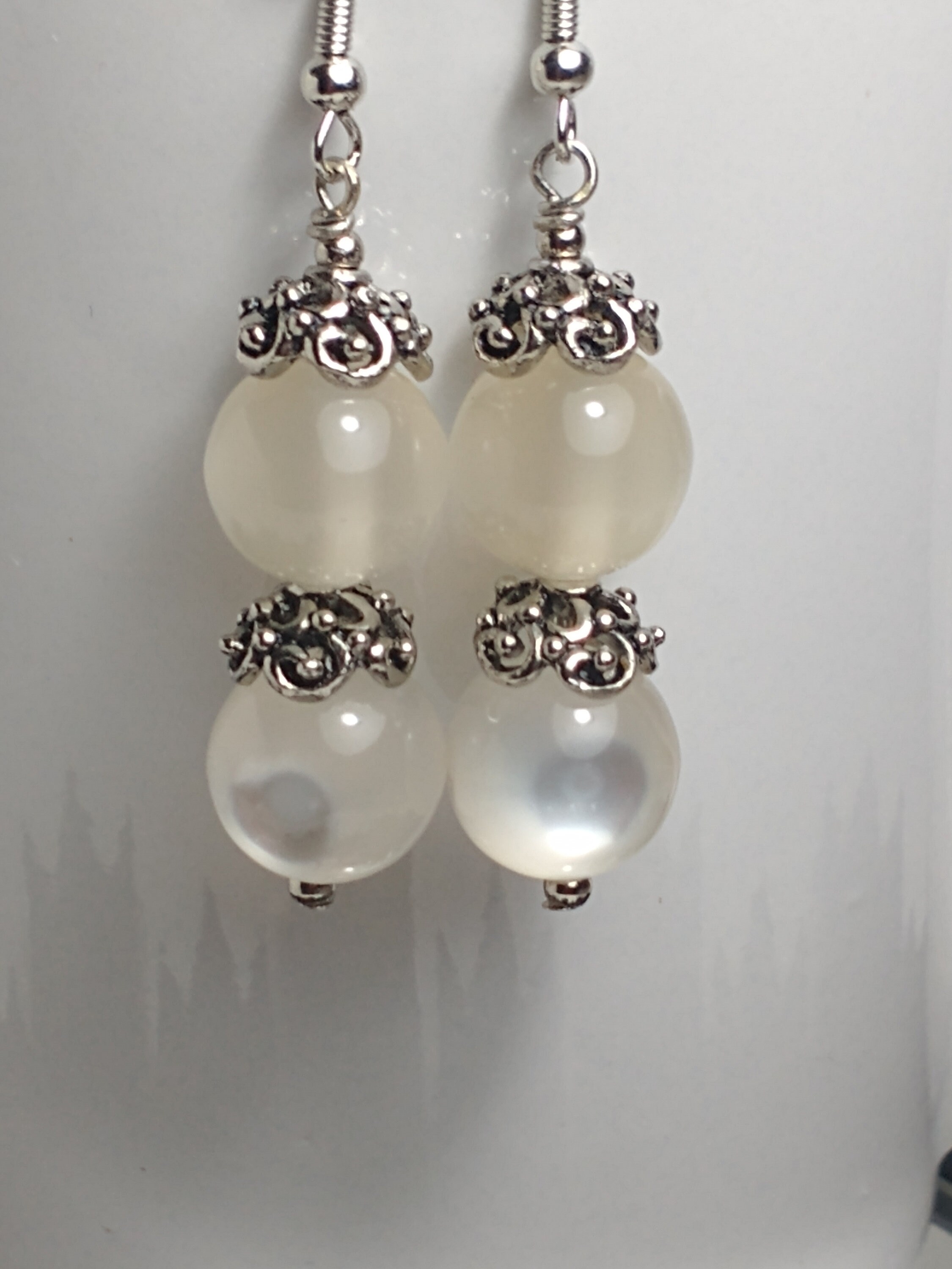 White Bead Earrings, Off-white Bead Earrings, Formal Earrings, Brides ...