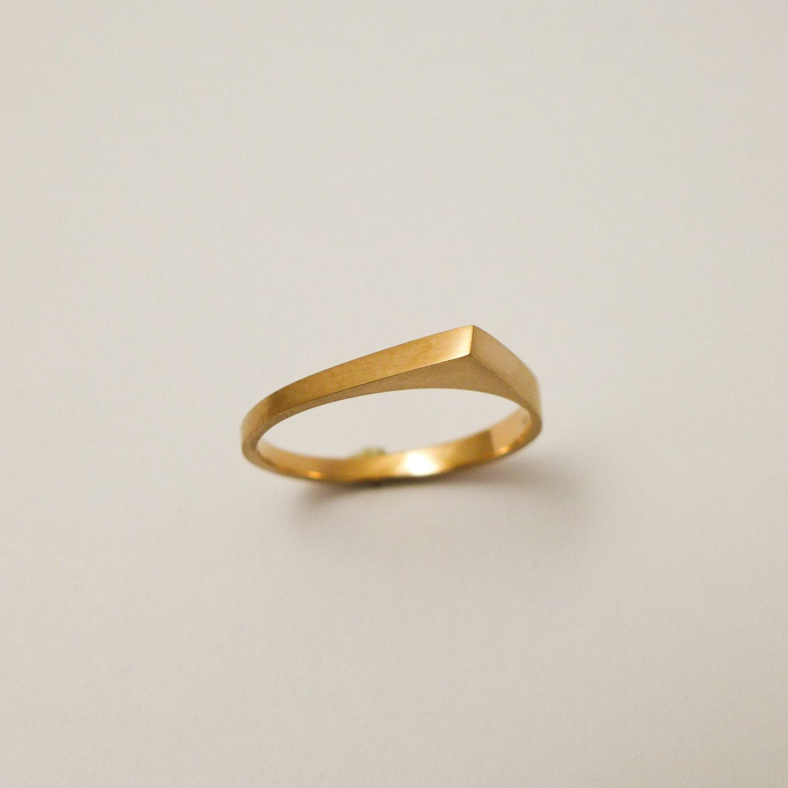 Thin Geometric Wedding Ring Handmade of 14K / 18K Solid Gold - Etsy
