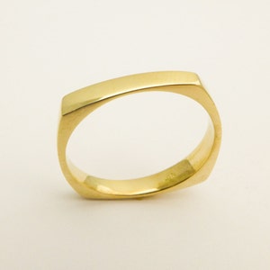 14K / 18K Solid Gold Square Wedding Ring, Geometric Wedding Band Ring ...