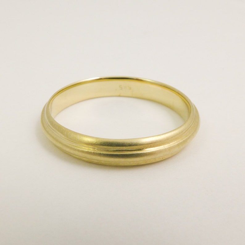 Vintage Style Gold Wedding Band Simple Brushed Gold Wedding - Etsy