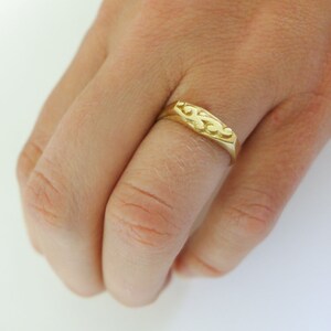 Unique Delicate Signet Ring Handmade of 14K / 18K Solid Gold, Yellow ...