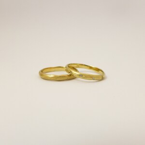 Raw Gold Bridal Rings Set, Engagement and Wedding Bands Handmade of 14K ...