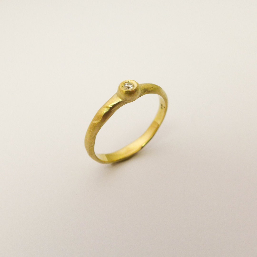Delicate Engagement Ring Handmade of 14K / 18K Solid Gold and - Etsy