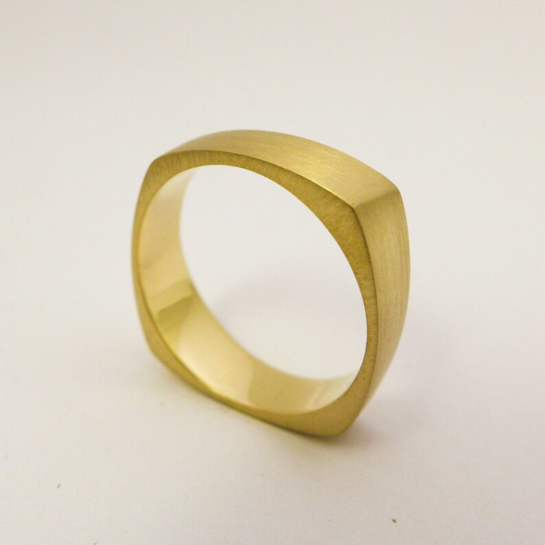 Unique Square Wedding Ring for Men and Women Handmade of 14K / | Etsy