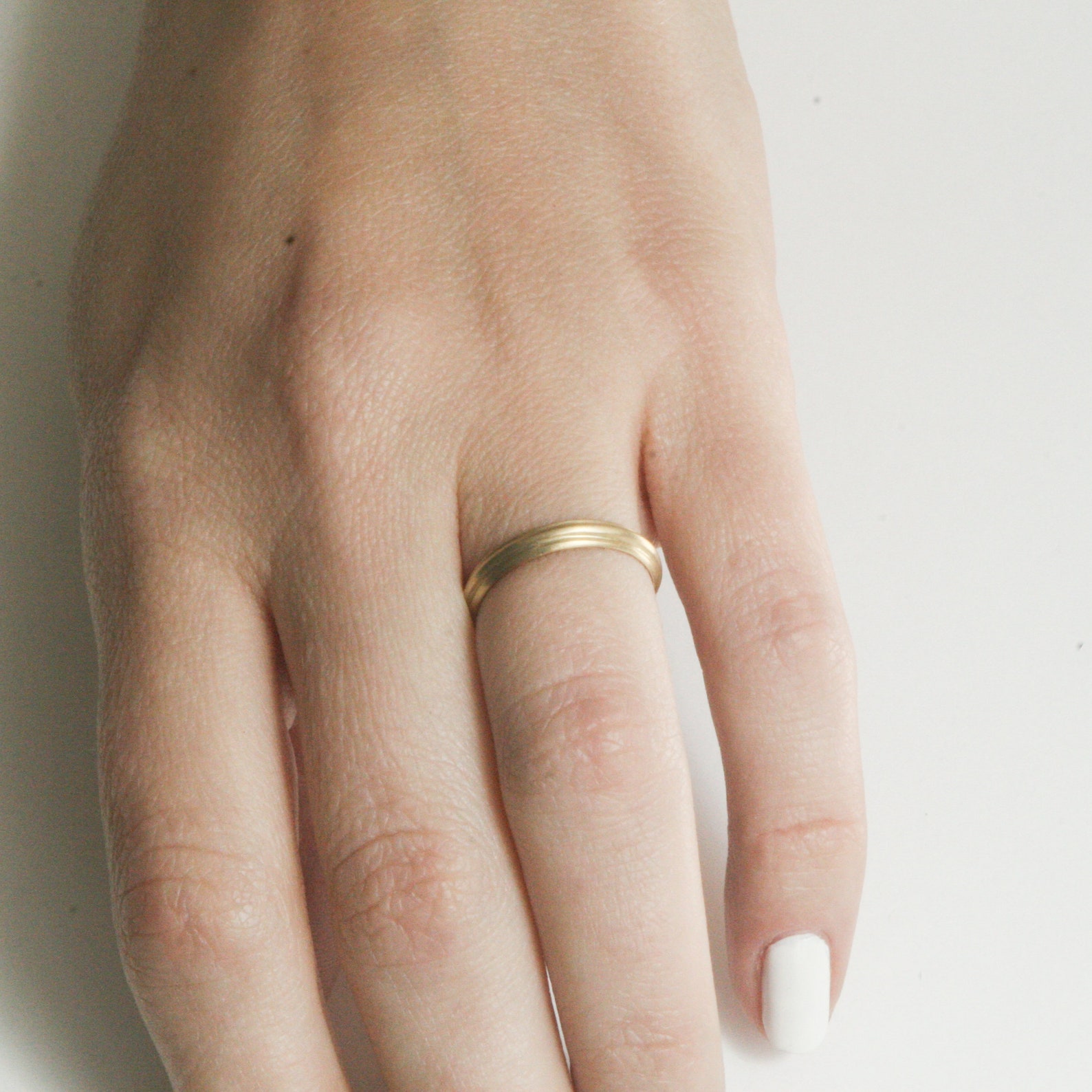Vintage Style Gold Wedding Band Simple Brushed Gold Wedding - Etsy