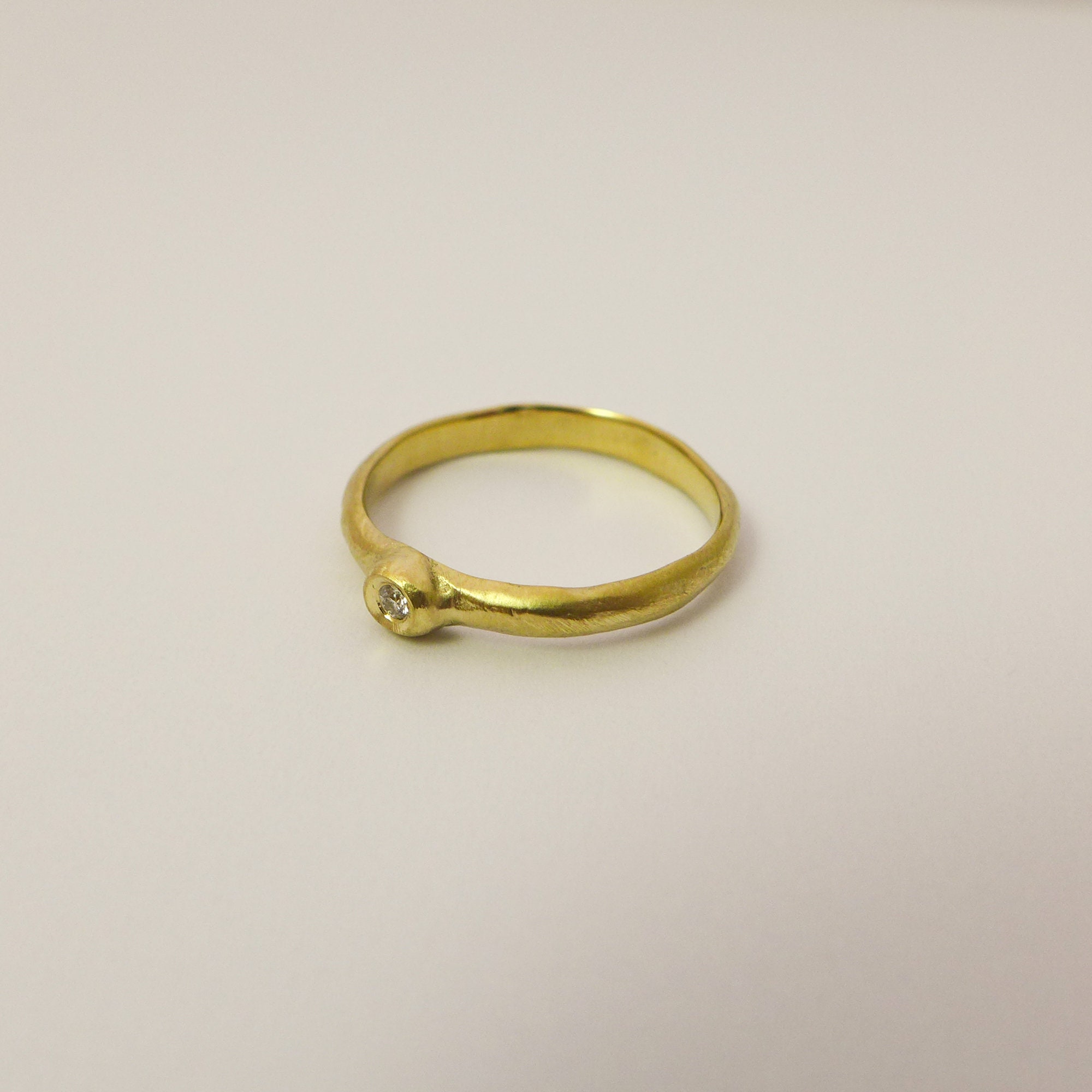 Delicate Engagement Ring Handmade of 14K / 18K Solid Gold and | Etsy