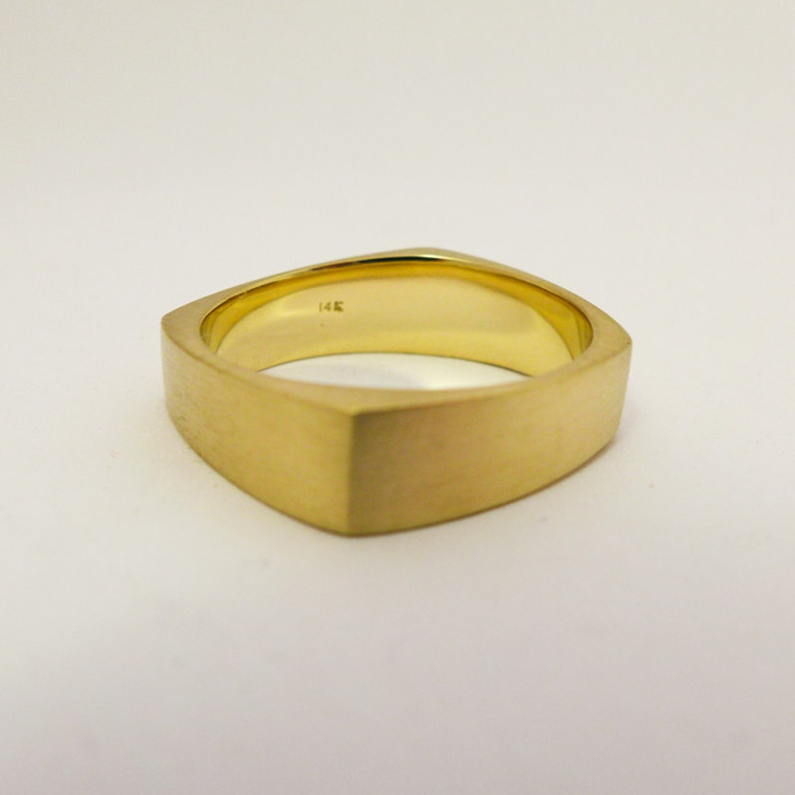Unique Square Wedding Ring for Men and Women Handmade of 14K / | Etsy