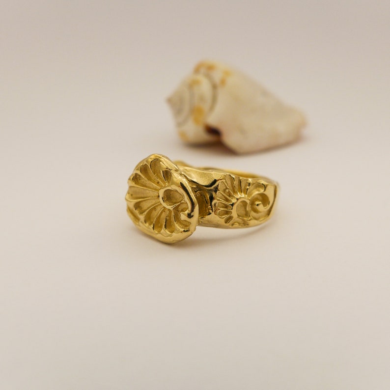 Nautical Gold Ring, 14K / 18K Solid Gold Signet Ring, Unique Ring for ...