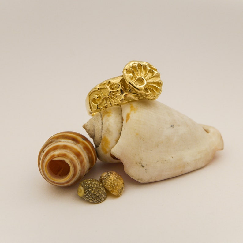 Nautical Gold Ring, 14K / 18K Solid Gold Signet Ring, Unique Ring for ...