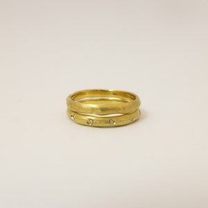 Raw Gold Bridal Rings Set, Engagement and Wedding Bands Handmade of 14K ...