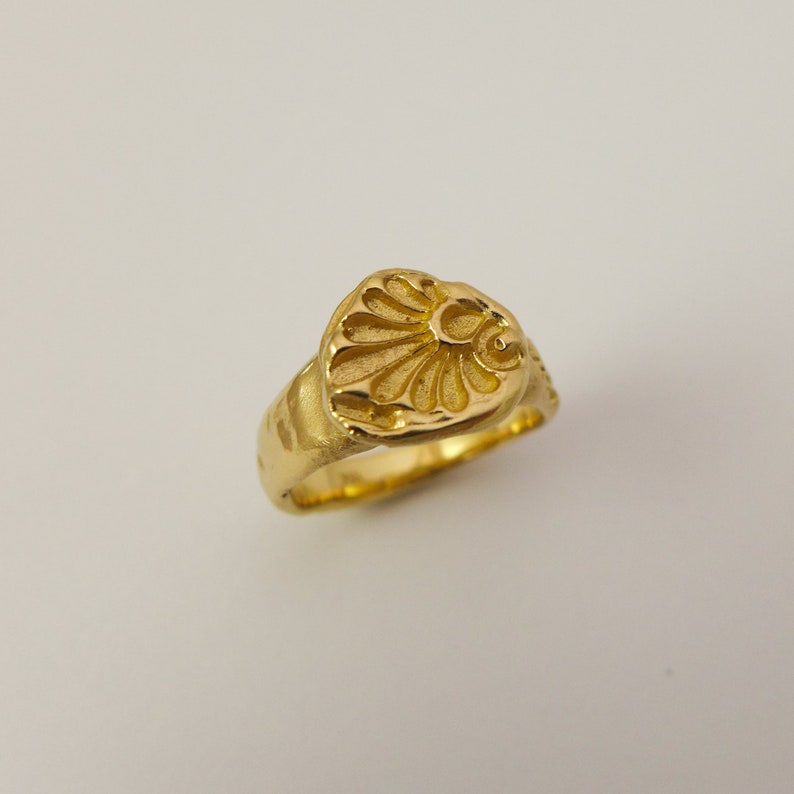 Nautical Gold Ring, 14K / 18K Solid Gold Signet Ring, Unique Ring for ...