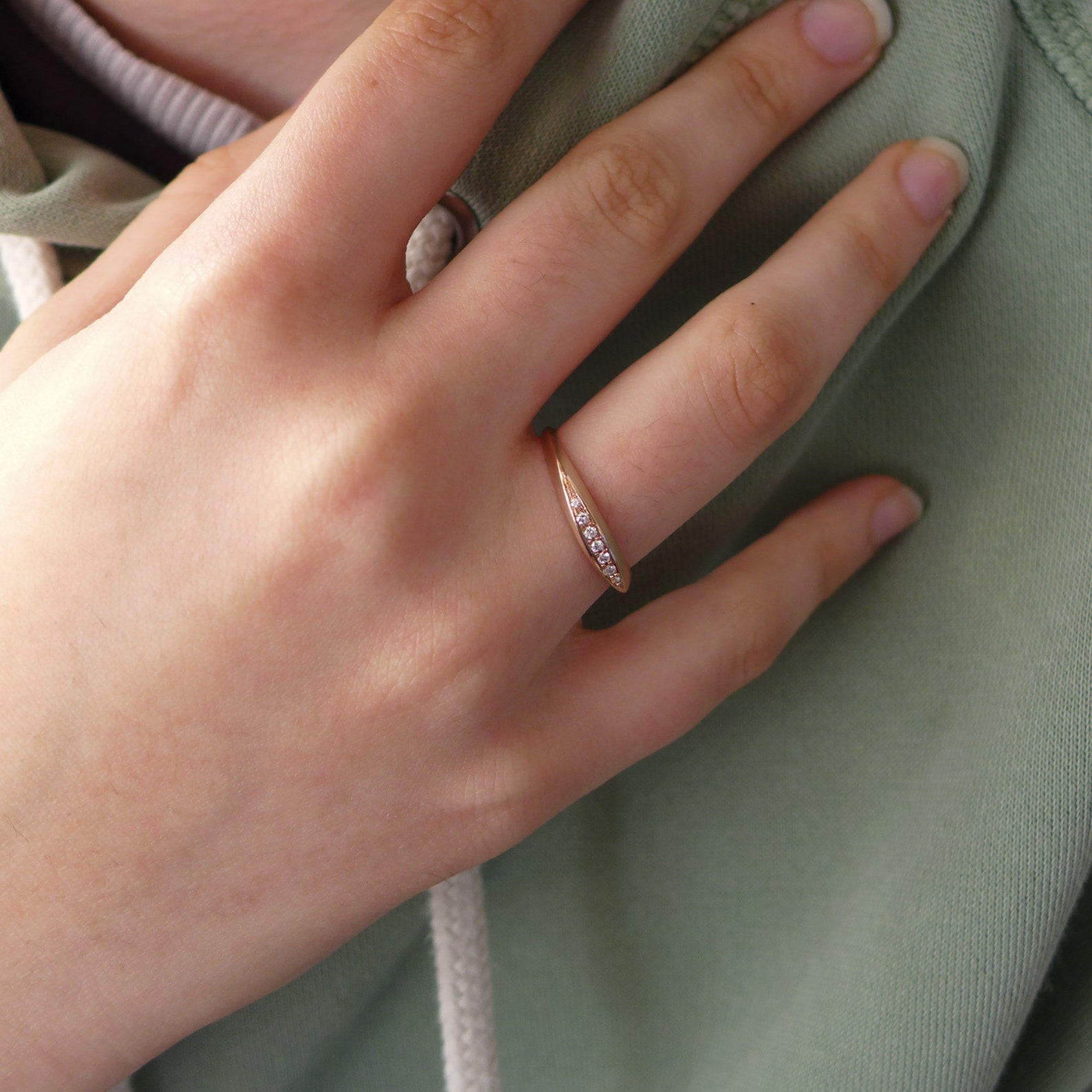 Dainty Diamonds Ring for Women Handmade of 14K / 18K White - Etsy