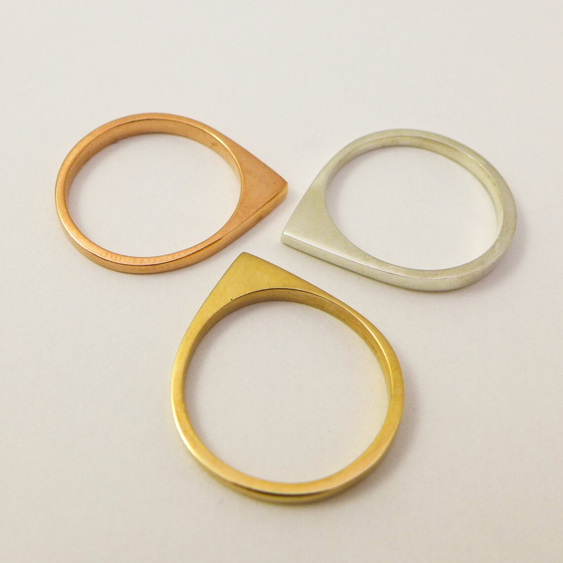 Modern Stacking Rings Set Geometric 14K /18K Solid Gold | Etsy