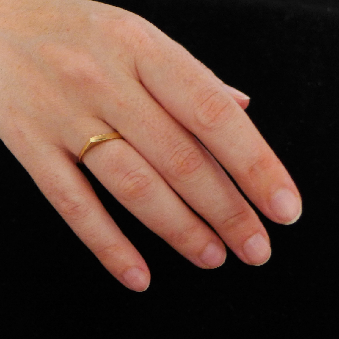 Geometric Wedding Ring Handmade of 14K / 18K Solid Gold Thin | Etsy