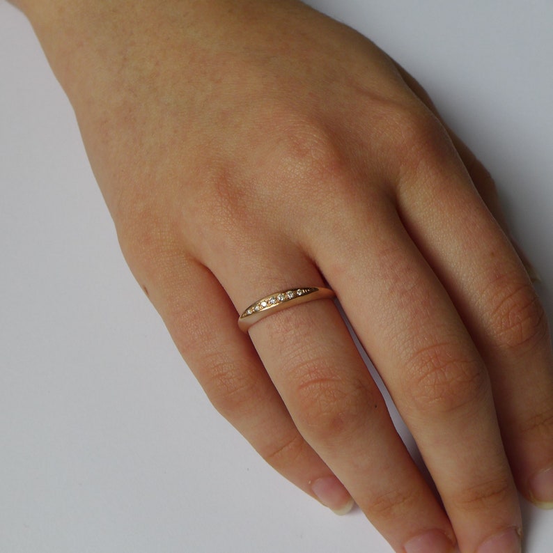 Dainty Diamonds Ring for Women Handmade of 14K / 18K White - Etsy