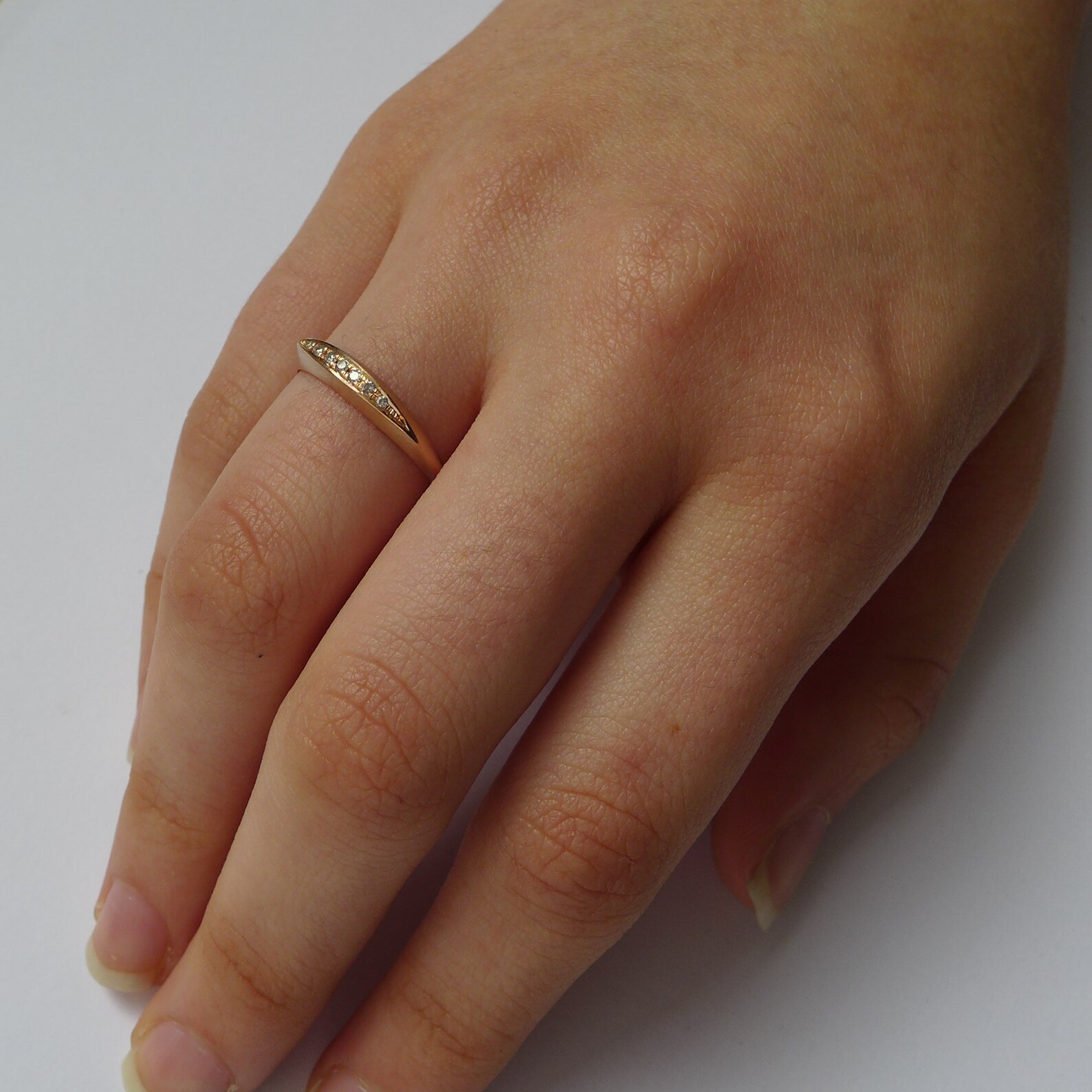 Dainty Diamonds Ring for Women Handmade of 14K / 18K White | Etsy