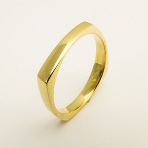 14K / 18K Solid Gold Square Wedding Ring, Geometric Wedding Band Ring ...