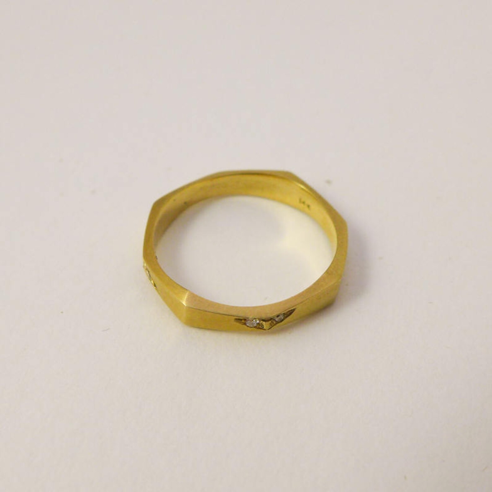 Geometric Wedding Ring for Men and Women, 14K / 18K Solid Gold and ...