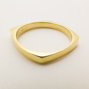 14K / 18K Solid Gold Square Wedding Ring, Geometric Wedding Band Ring ...