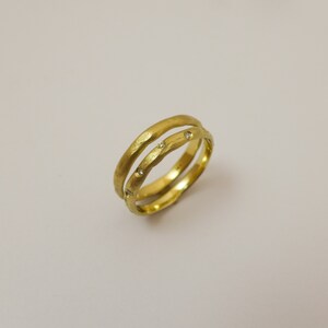 Raw Gold Bridal Rings Set, Engagement and Wedding Bands Handmade of 14K ...